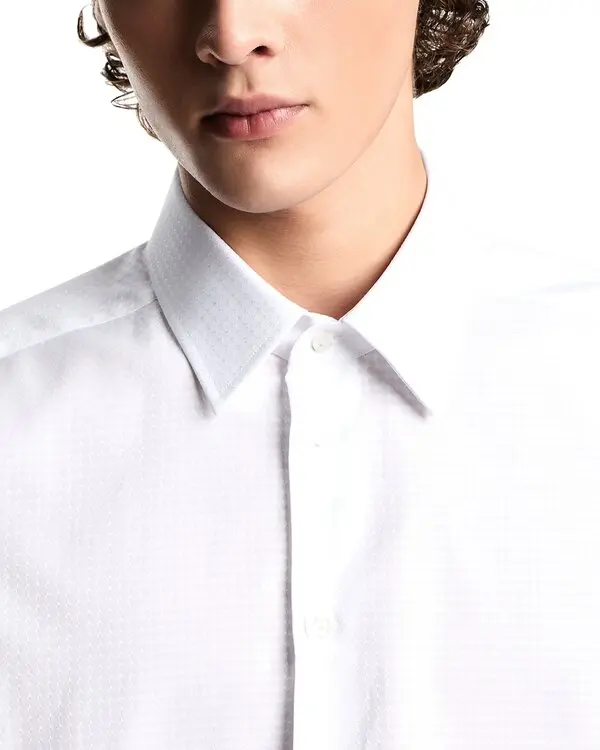 Emporio Armani New York Regular Fit Micro Jacquard Cotton Dress Shirt - Multi