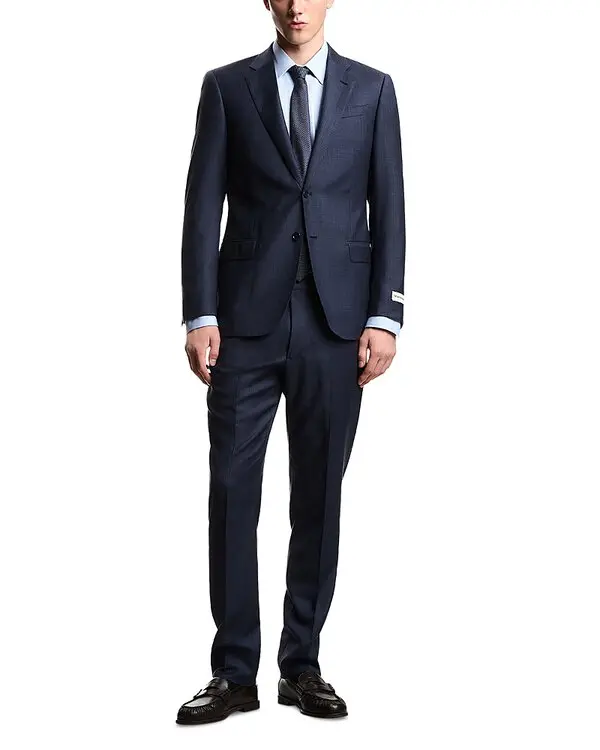 Emporio Armani Regular Fit Checkered Suit - Bluette