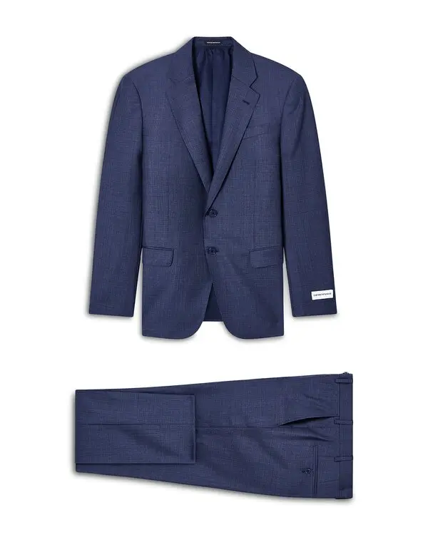 Emporio Armani Regular Fit Checkered Suit - Bluette