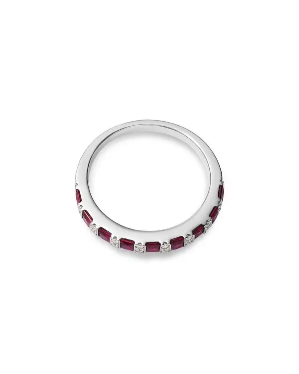 Bloomingdale'S Ruby And Diamond Band Ring In 14k White Gold