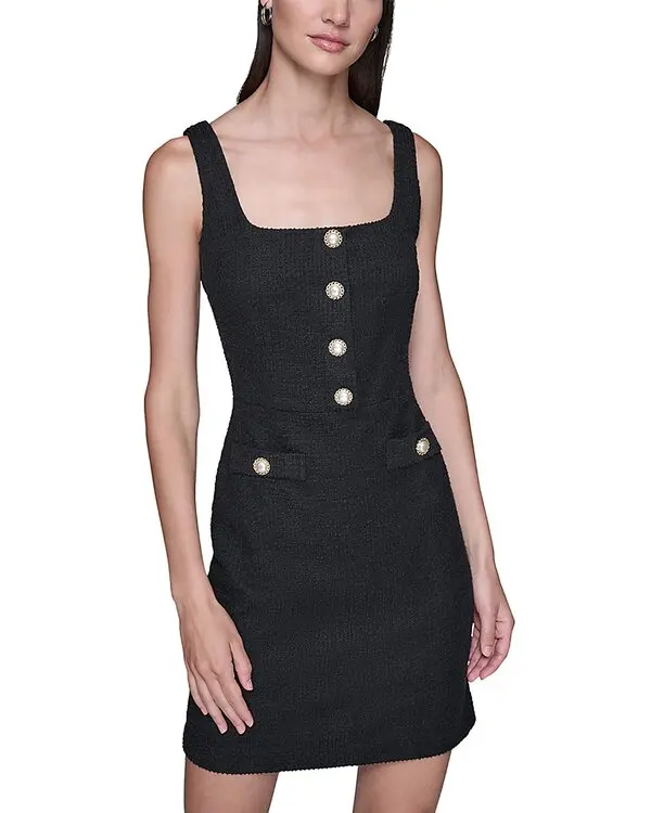 Karl Lagerfeld Paris Tweed Sheath Dress - Black