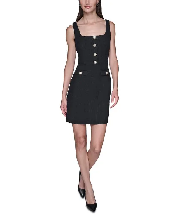 Karl Lagerfeld Paris Tweed Sheath Dress - Black