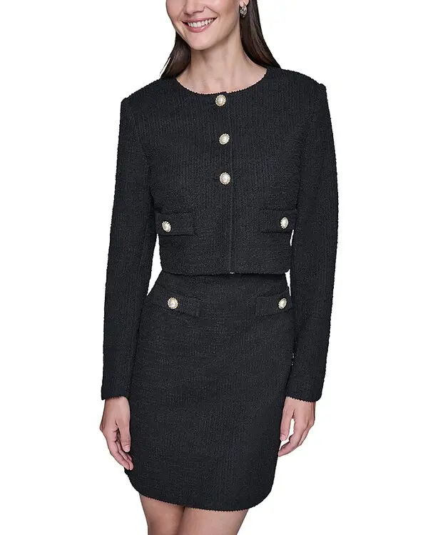Karl Lagerfeld Paris Tweed Cropped Jacket