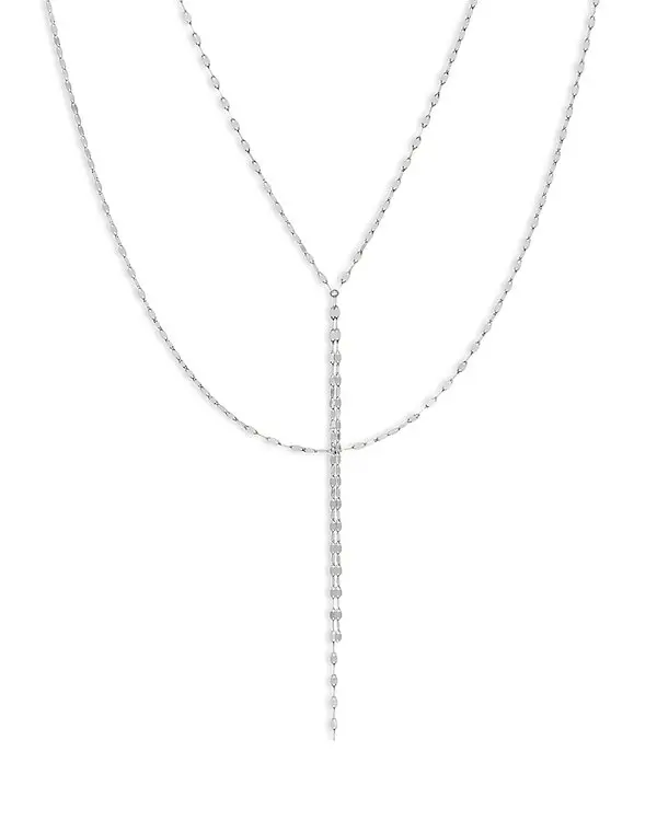 Lana Jewelry 14k Gold Double Strand Blake Lariat Necklace - White Gold