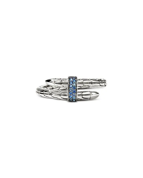 John Hardy Sterling Spear Coil Ring With Sapphire - Silver
