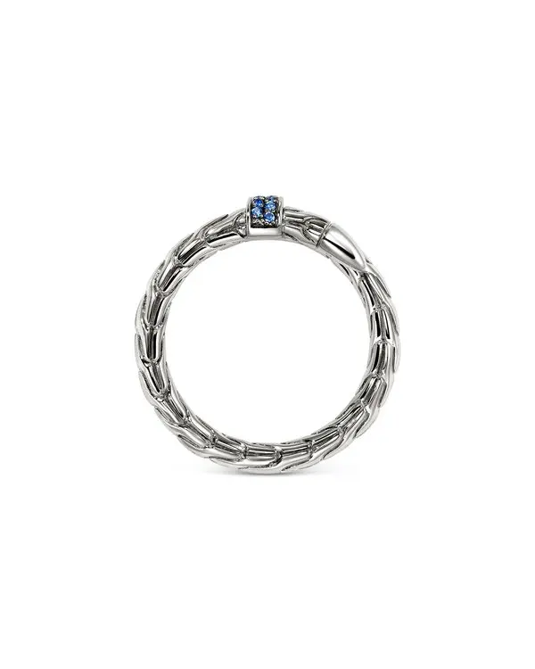 John Hardy Sterling Spear Coil Ring With Sapphire - Silver