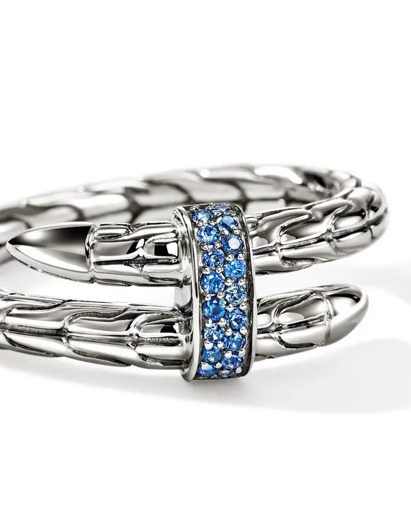 John Hardy Sterling Spear Coil Ring With Sapphire - Silver