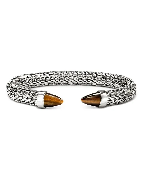 John Hardy Sterling Tiger Eye Spear Flex Cuff - Silver