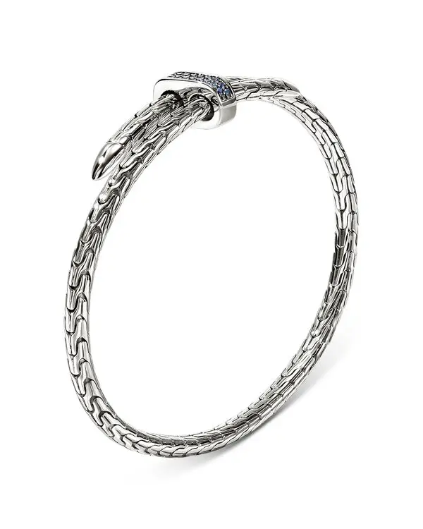 John Hardy Sterling Spear Blue Sapphire Coil Cuff Bracelet - Silver