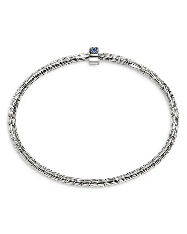 John Hardy Sterling Spear Blue Sapphire Coil Cuff Bracelet - Silver