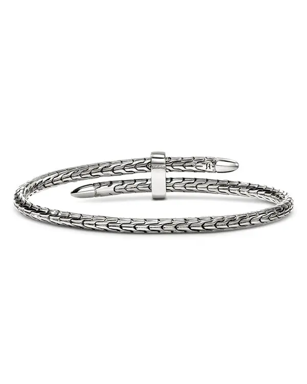 John Hardy Sterling Spear Blue Sapphire Coil Cuff Bracelet - Silver