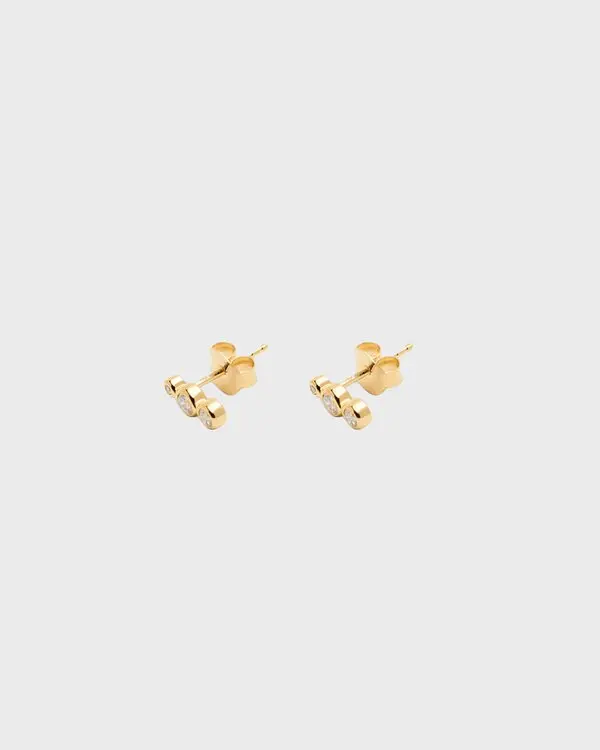RAGBAG Stud Earrings With Cz Stones - Gold