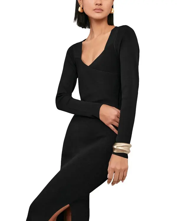 Reiss Sophia Knitted Wrap Dress - Black - 61% Off | Editorialist