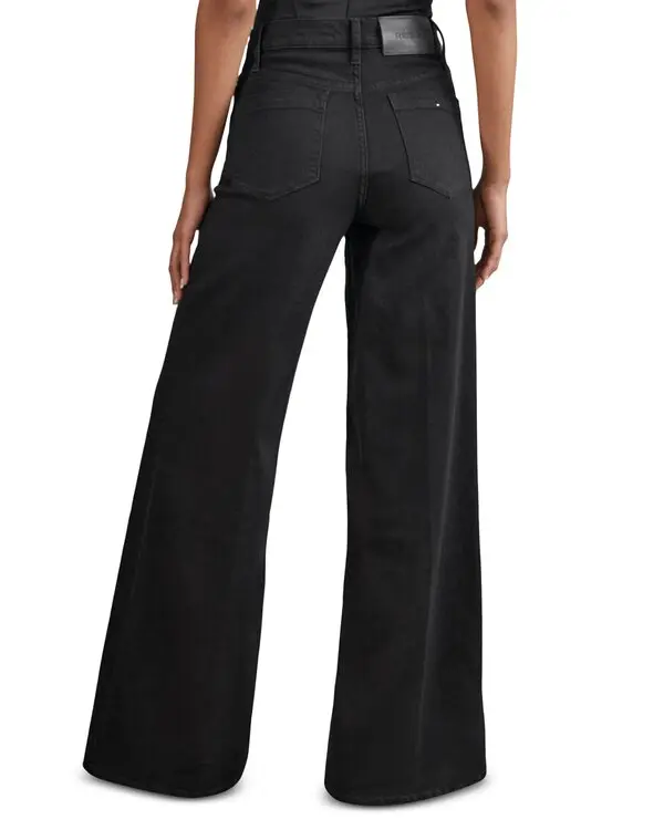 REISS Petite Mid-rise Wide Leg Jeans - Black