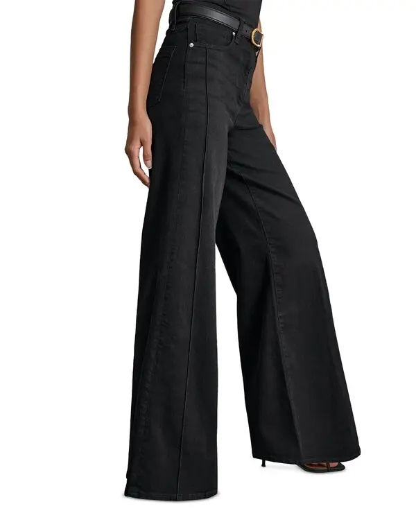 REISS Petite Mid-rise Wide Leg Jeans - Black