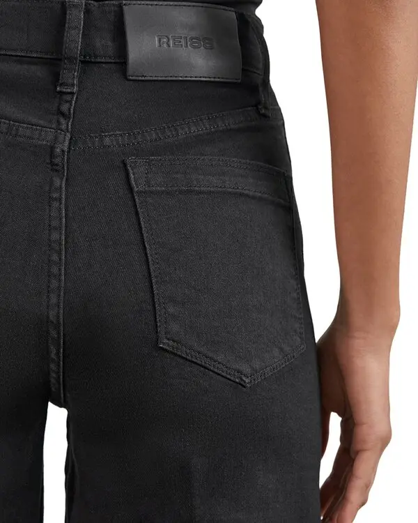 REISS Petite Mid-rise Wide Leg Jeans - Black