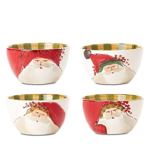 VIETRI Old St. Nick Assorted Cereal Bowls, Set Of 4 - Red