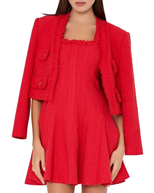 MILLY Serena Boucle Jacket - Red