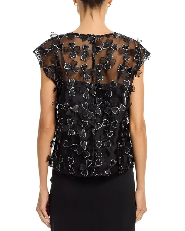 MILLY Ryan Clover Applique Top