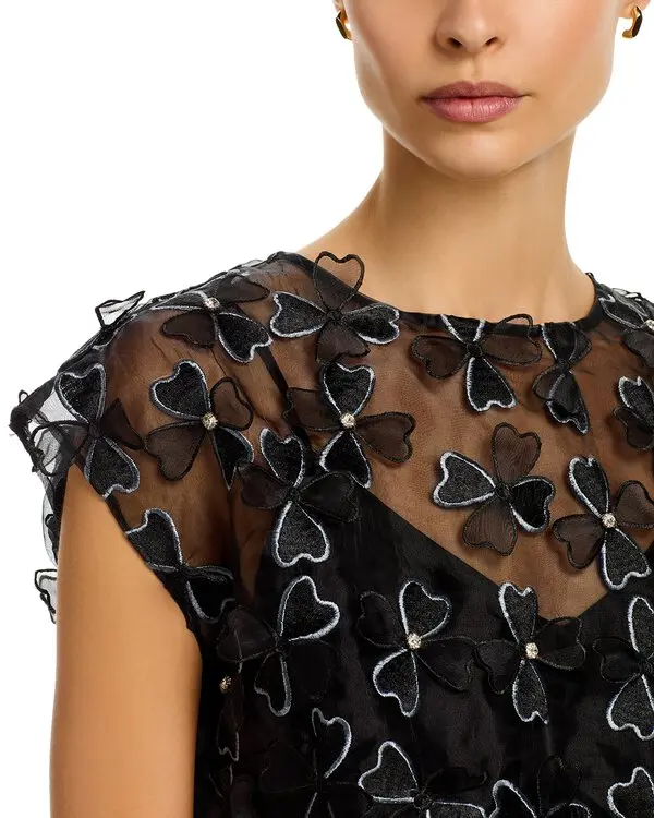MILLY Ryan Clover Applique Top