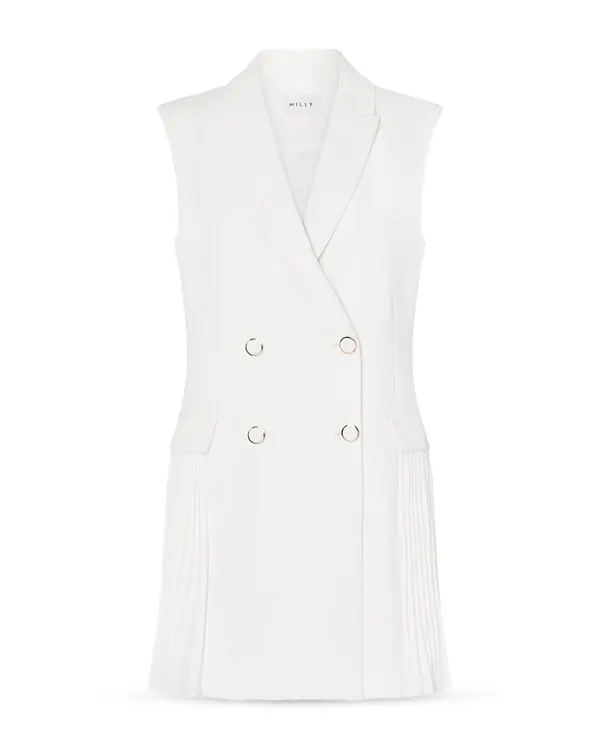 MILLY Cora Sleeveless Pleated Blazer Dress