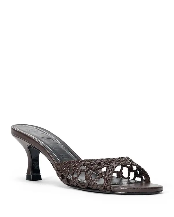 Staud Brigitte Knotted Woven Mules - Espresso