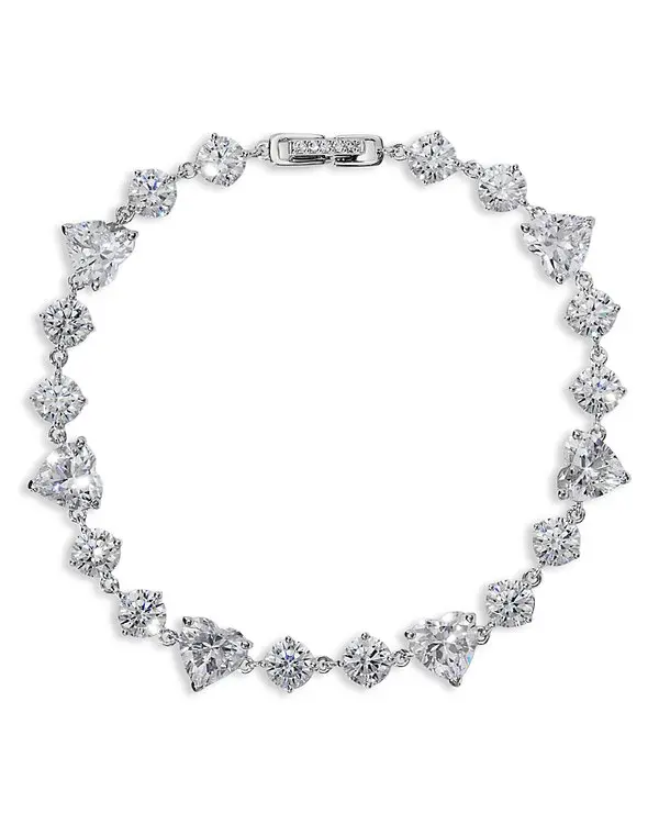 Nadri Le Bisou Cubic Zirconia Heart Line Bracelet - Silver