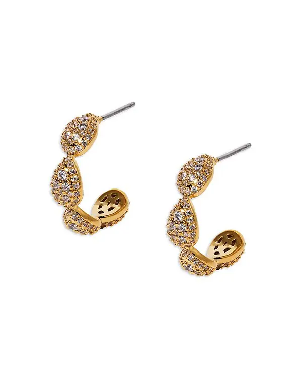 Nadri Crushed Pave C Hoop Earrings - Gold