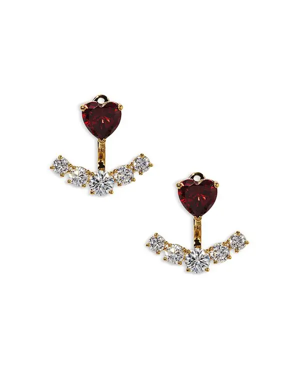 Nadri Le Bisou Heart Jacket Earrings - Gold