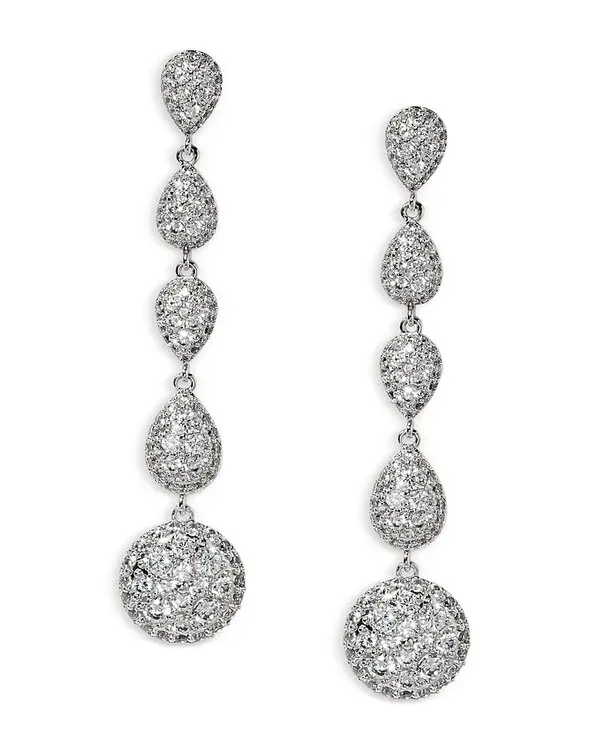 Nadri Crushed Pave Linear Drop Earrings - Silver