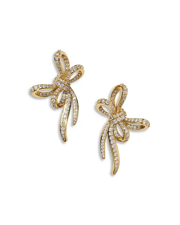 Nadri Le Bisou Pave Bow Stud Earrings - Gold