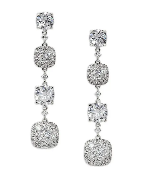 Nadri Cubic Zirconia Cushion Linear Drop Earrings - Silver