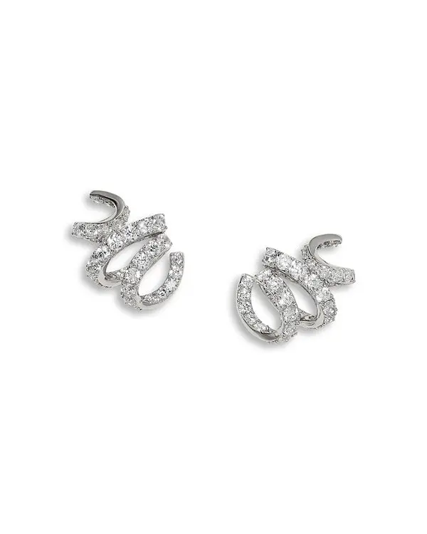 Nadri Bonne Annee Pave Ribbon Stud Earrings - Silver