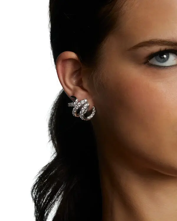 Nadri Bonne Annee Pave Ribbon Stud Earrings