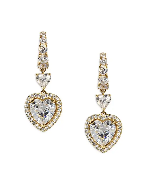 Nadri Le Bisou Cubic Zirconia Heart Halo Drop Earrings - Gold
