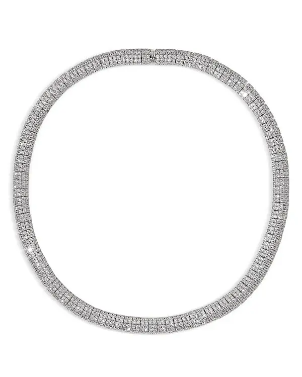 Nadri Crushed Pave Dome Collar Necklace - Silver