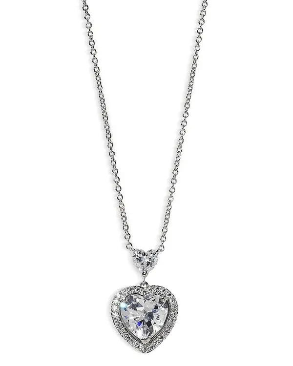 Nadri Le Bisou Cubic Zirconia Heart Halo Pendant Necklace - Silver