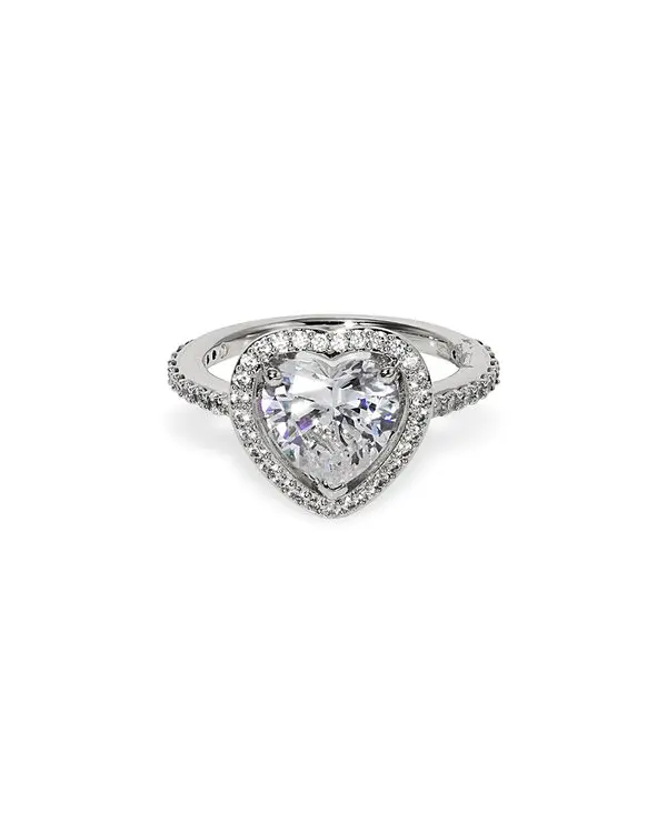 Nadri Le Bisou Cubic Zirconia Heart Halo Ring - Silver
