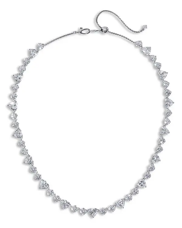 Nadri Le Bisou Cubic Zirconia Heart Collar Necklace - Silver