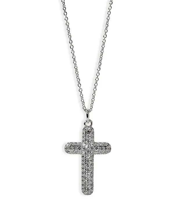 Nadri Crushed Pave Cross Pendant Necklace - Silver