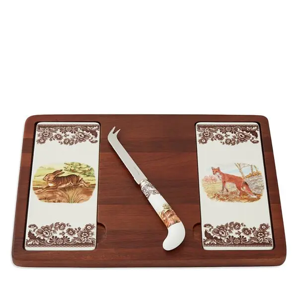 SPODE Woodland Cheese Board With Knife - Brown