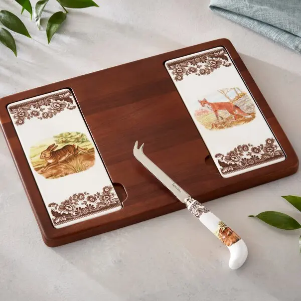 SPODE Woodland Cheese Board With Knife