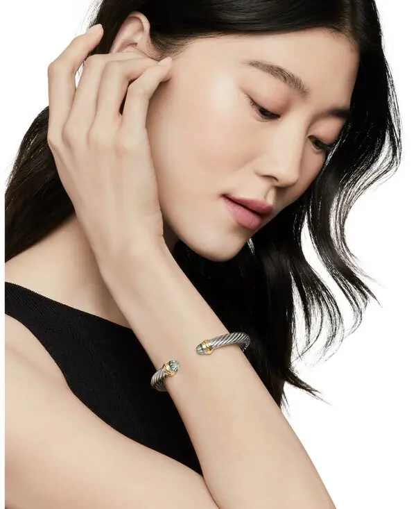 David Yurman Cable Classics Bracelet With 14k Yellow Gold - Prasiolite