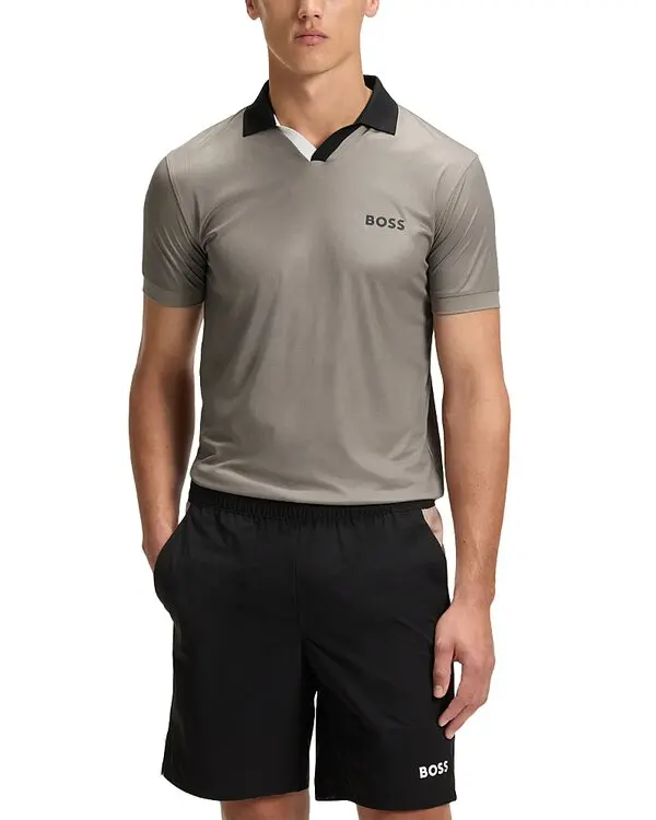BOSS Palle Toc Slim Fit Short Sleeve Polo Shirt - Light Pastel Grey