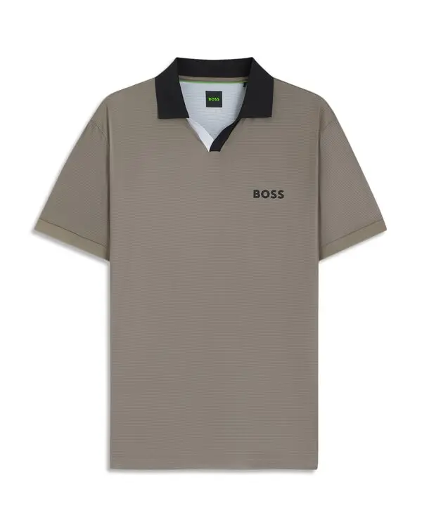 BOSS Palle Toc Slim Fit Short Sleeve Polo Shirt - Light Pastel Grey