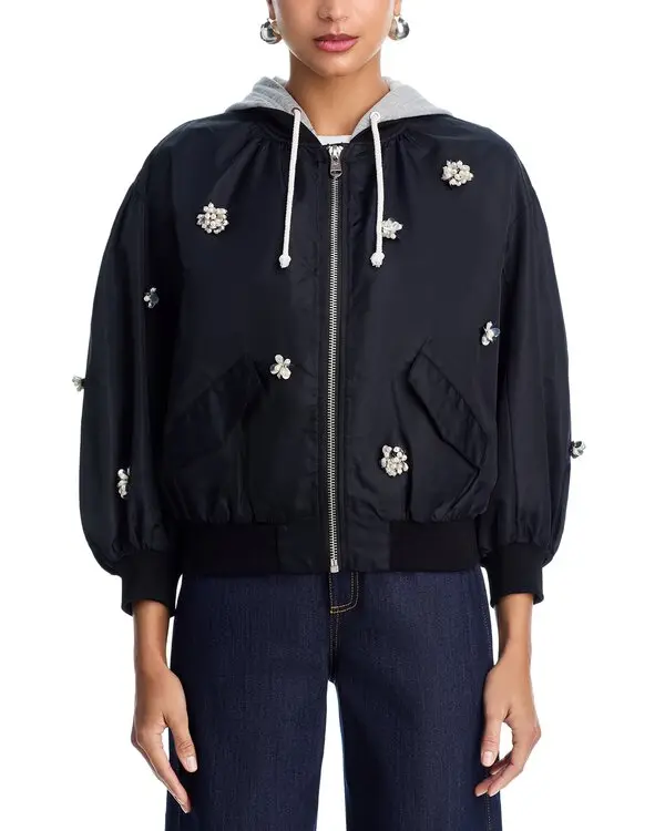Cinq À Sept Hooded Embellished Jacket