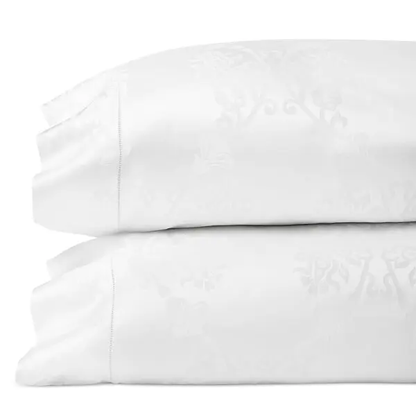 SFERRA Giza 45 Lido Floral Standard Pillowcase, Pair - White