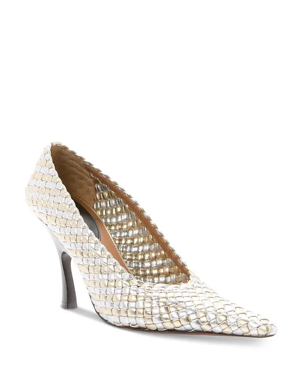 Stella McCartney Elsa Metallic Woven Pumps - Silver