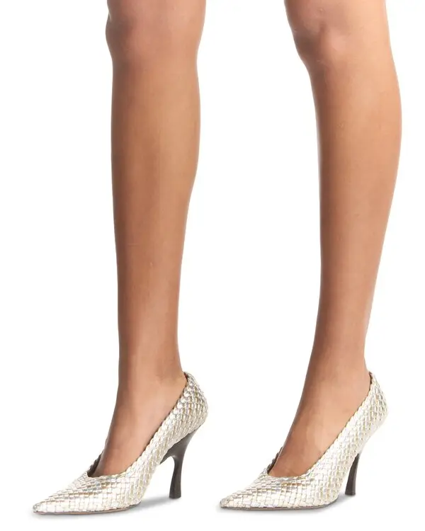 Stella McCartney Elsa Metallic Woven Pumps - Silver