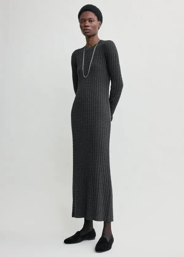Toteme - Cable Knit Dress Charcoal - L - Women